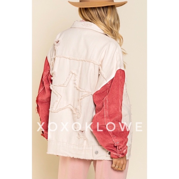 POL | Jackets & Coats | Pol Two Tone Star Patch Denim Jacket Oversized ...